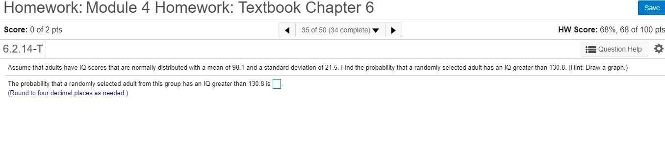 Solved Homework Module 4 Homework Textbook Chapter 6 Save