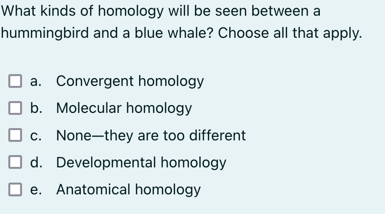 Solved What kinds of homology will be seen between a | Chegg.com
