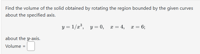 Solved Find the volume of the solid obtained by rotating the | Chegg.com