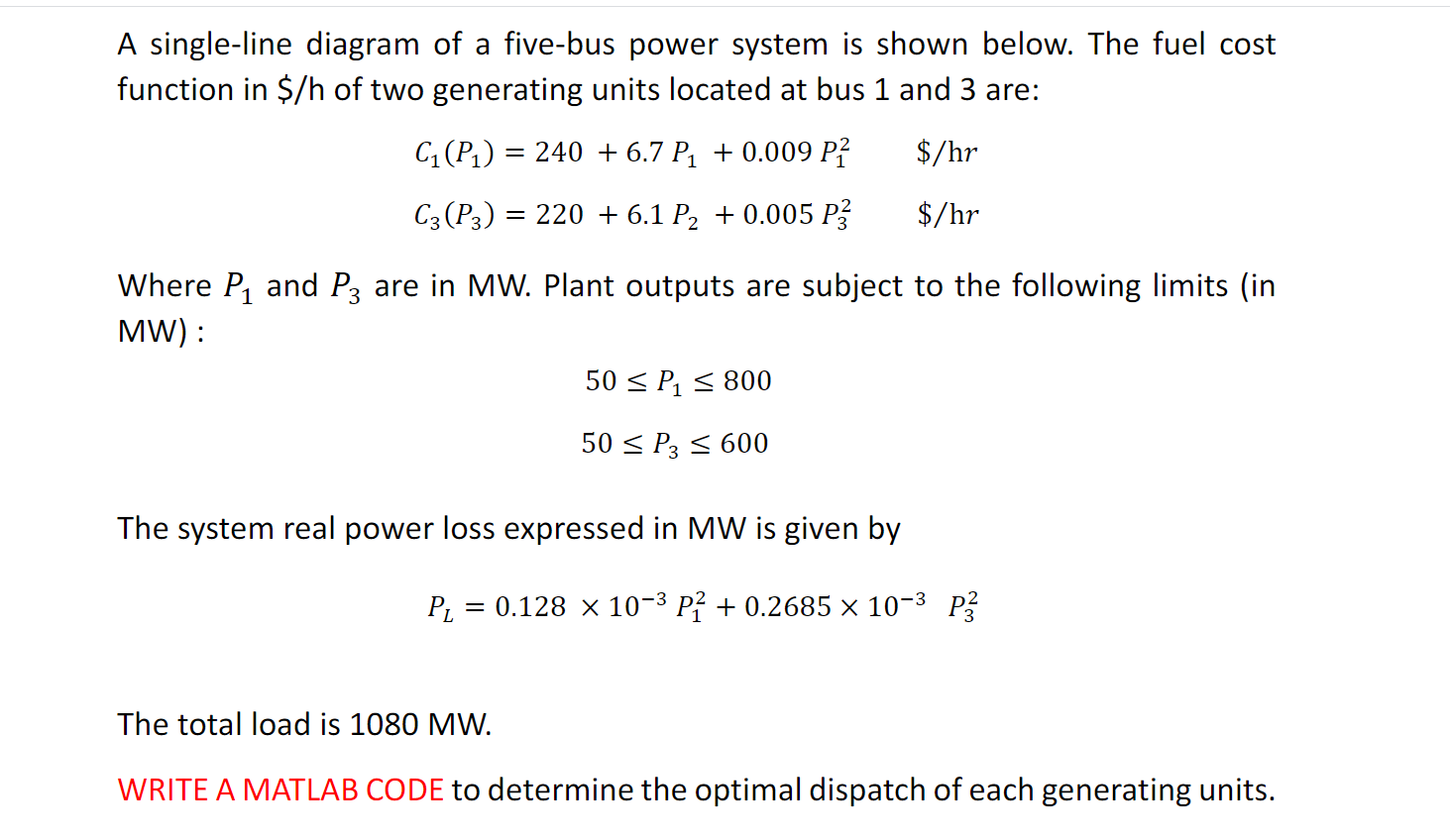 A single-line diagram of a five-bus power system is | Chegg.com