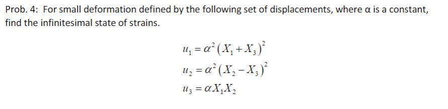 Solved Prob. 4: For small deformation defined by the | Chegg.com