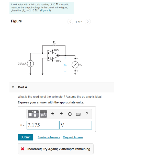 Solved A voltmeter with a full-scale reading of 10 V is used | Chegg.com
