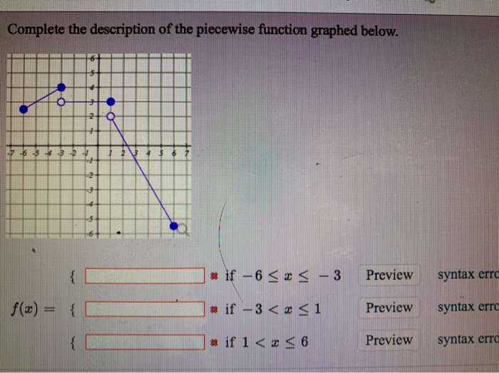 Solved Complete the description of the piecewise function | Chegg.com
