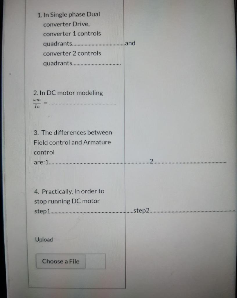 Solved 1. In Single phase Dual converter Drive, converter 1 | Chegg.com