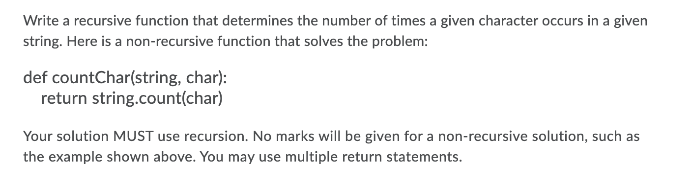 Solved Write a recursive function that determines the number | Chegg.com