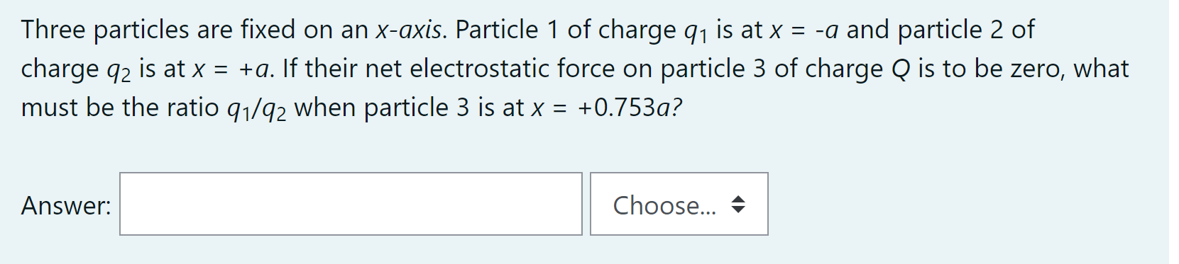 Solved Three particles are fixed on an x-axis. Particle 1 of | Chegg.com