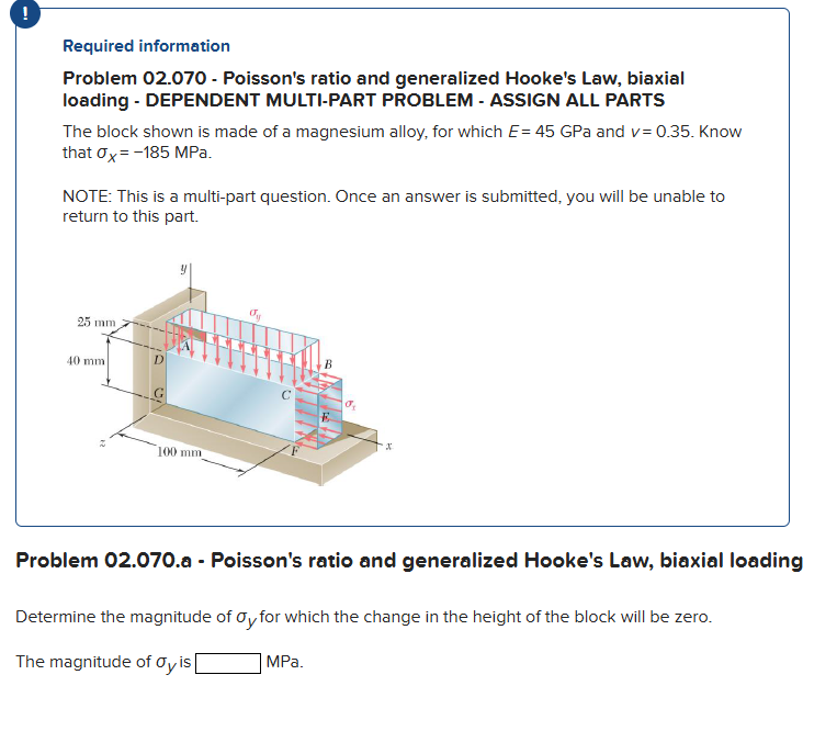 Solved Problem 02.070.a - ﻿Poisson's ratio and generalized | Chegg.com