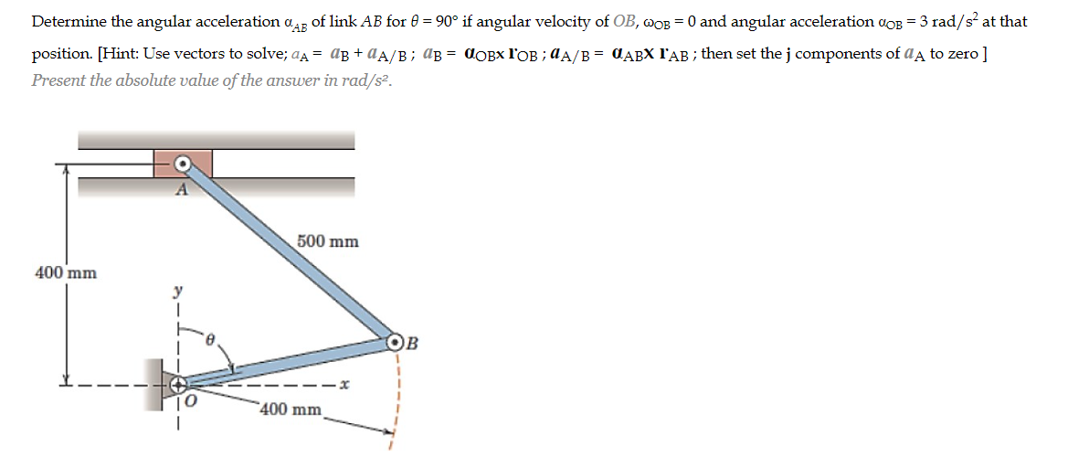 Solved Determine the angular acceleration Q. As of link AB | Chegg.com