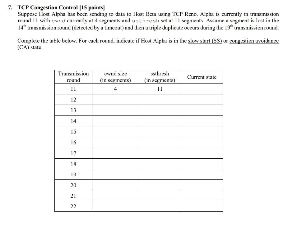 Solved 7. TCP Congestion Control [15 points] Suppose Host | Chegg.com