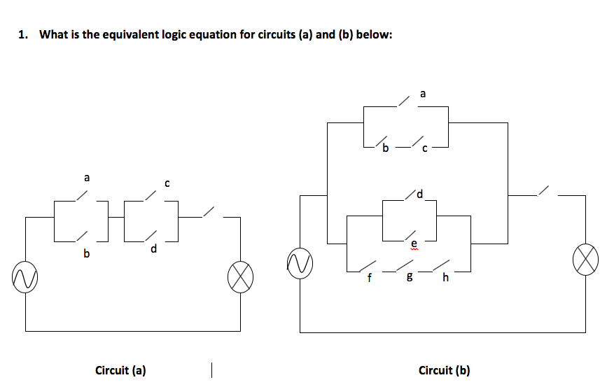 Solved 1. What is the equivalent logic equation for circuits | Chegg.com