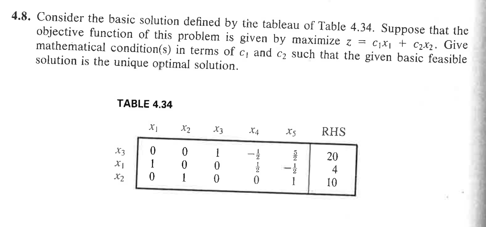 Solved 1.8. Consider the basic solution defined by the | Chegg.com