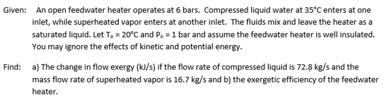 Solved iven: An open feedwater heater operates at 6 bars. | Chegg.com