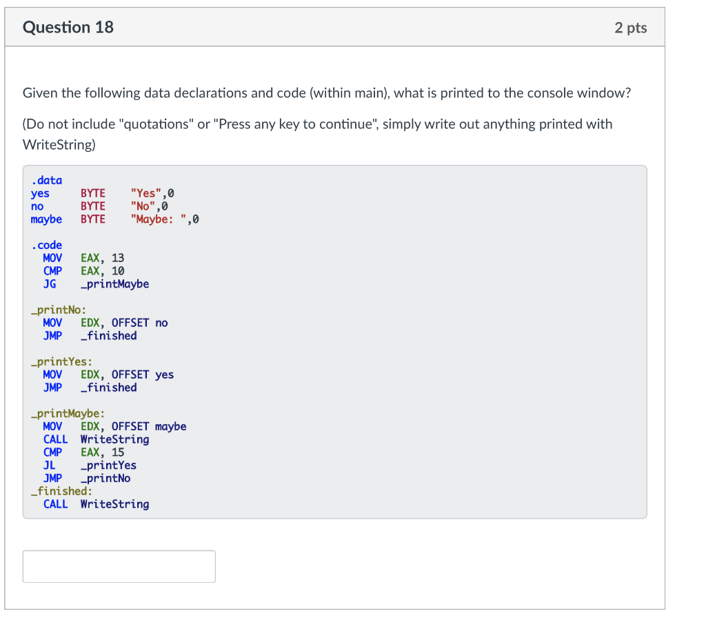 Solved Question 18 2 pts Given the following data | Chegg.com