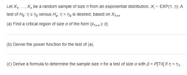 Solved Let X1,…,Xn be a random sample of size n from an | Chegg.com
