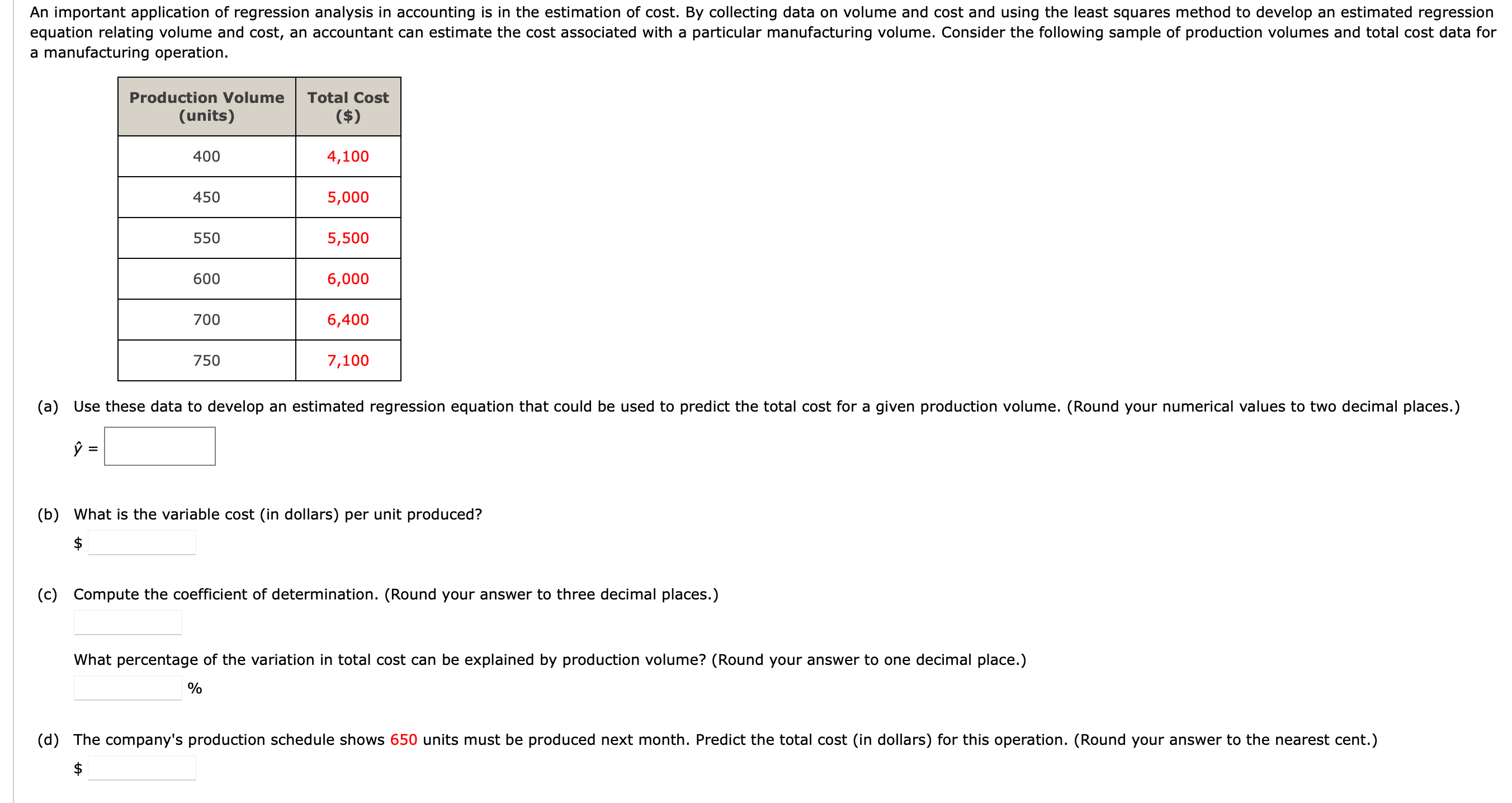 Solved please help An important application of regression | Chegg.com