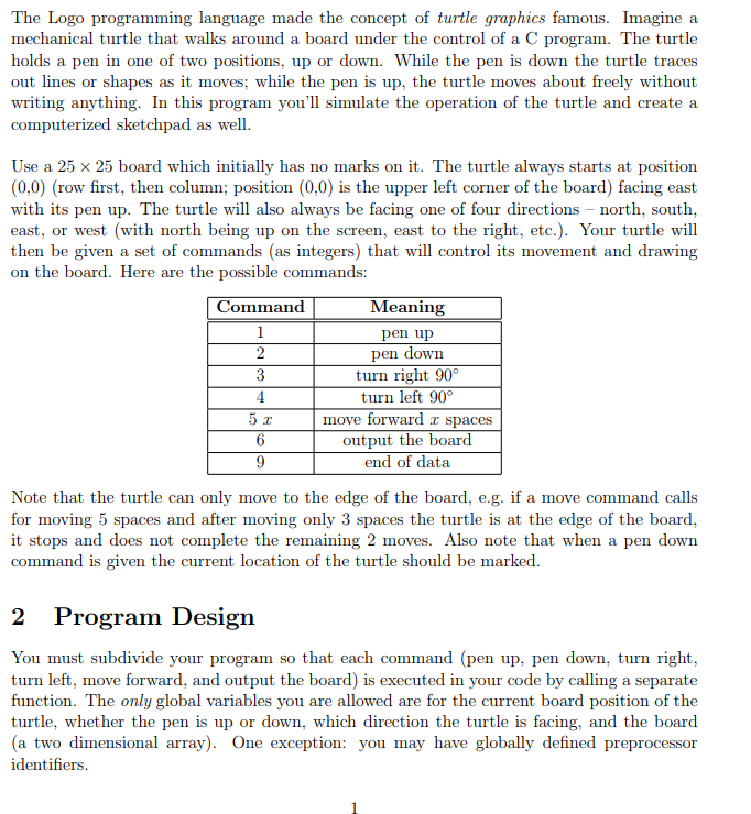 Solved The Logo Programming Language Made The Concept Of