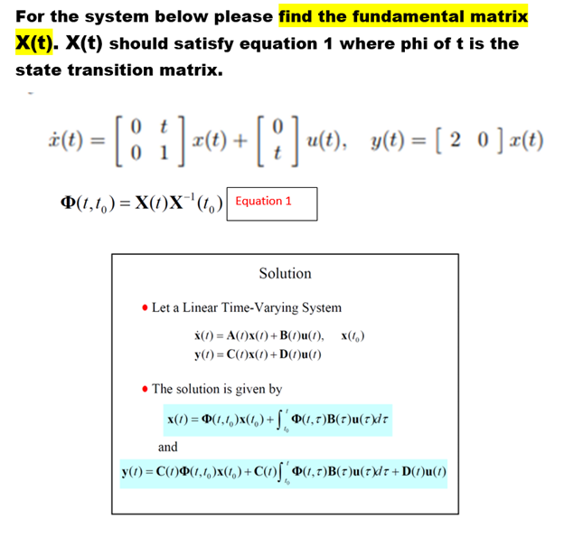 Solved For the system below please find the fundamental | Chegg.com