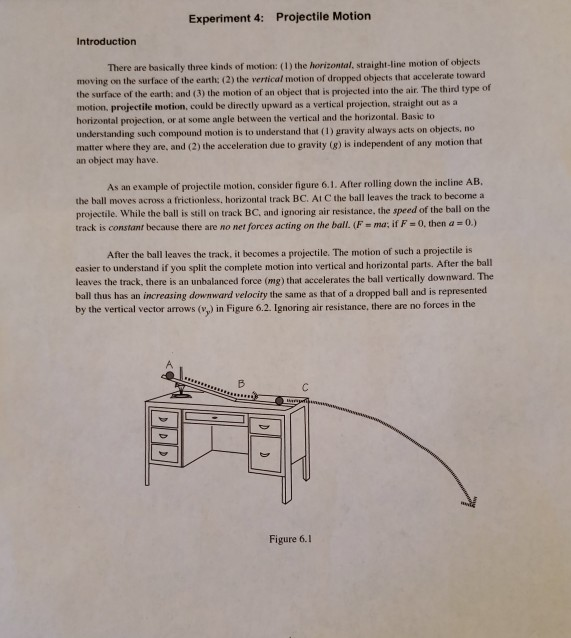 Experiment 4: Projectile Motion Introduction There | Chegg.com