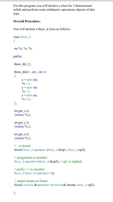 Solved For this program you will declare a class for 3 | Chegg.com