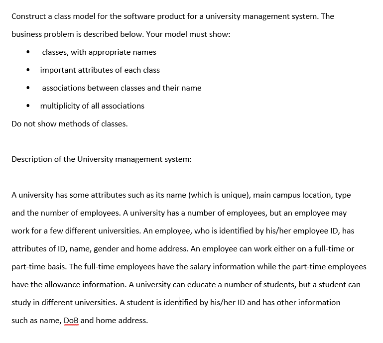 Solved Construct a class model for the software product for | Chegg.com