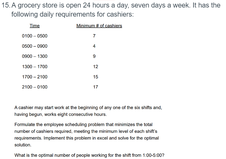 Solved A grocery store is open 24 ﻿hours a day, seven days a | Chegg.com
