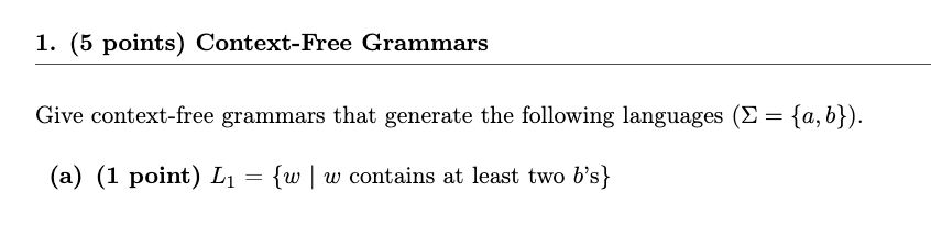 Solved 1. (5 points) Context-Free Grammars Give context-free | Chegg.com