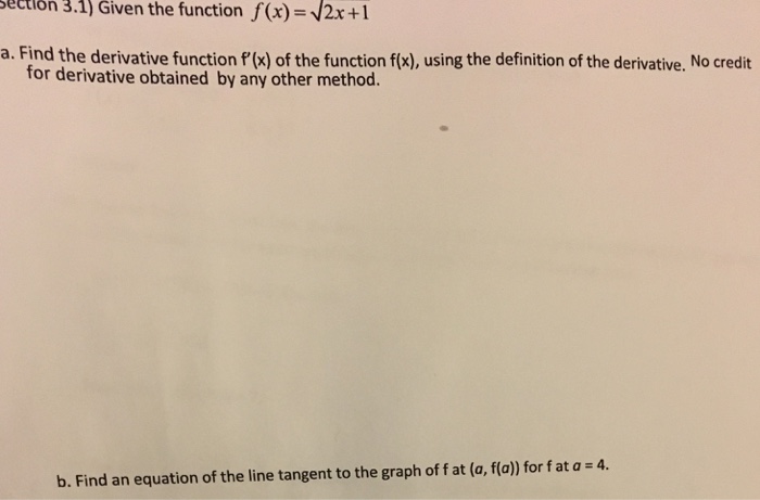 Solved ection 3.1) Given the function f(x) 2x+1 a. Find the | Chegg.com