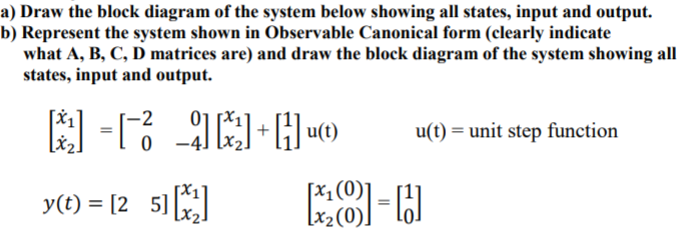Solved a) Draw the block diagram of the system below showing | Chegg.com