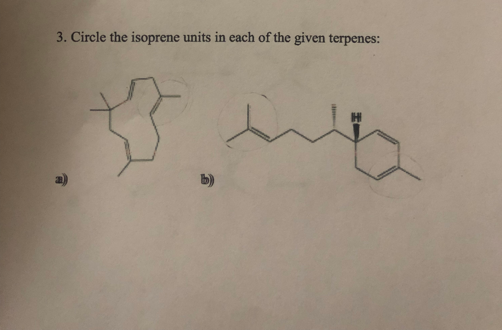 Solved 3. Circle the isoprene units in each of the given | Chegg.com