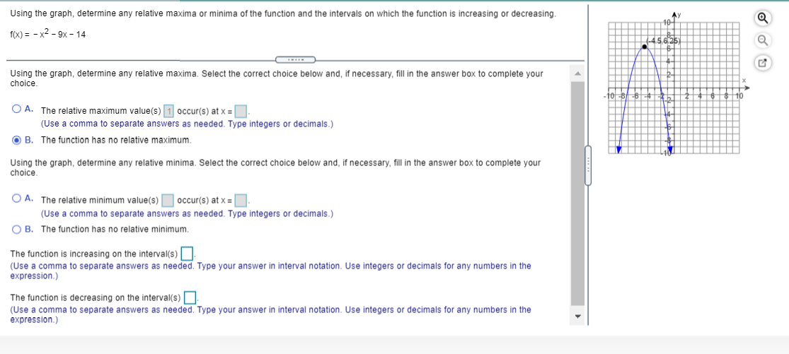 Solved AY Using the graph, determine any relative maxima or | Chegg.com