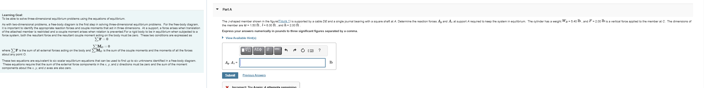 Solved Learning Goal: To be able to solve three-dimensional | Chegg.com