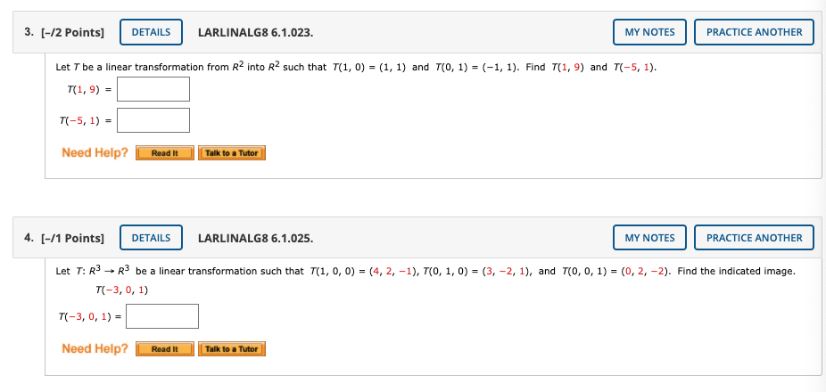 Solved 3. [-12 Points) DETAILS LARLINALG8 6.1.023. MY NOTES | Chegg.com