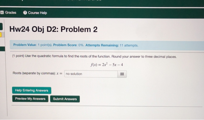 Solved GradesCourse Help Hw24 Obj D2: Problem 2 Problem | Chegg.com Solved GradesCourse Help Hw24 Obj D2: Problem 2 Problem | Chegg.com