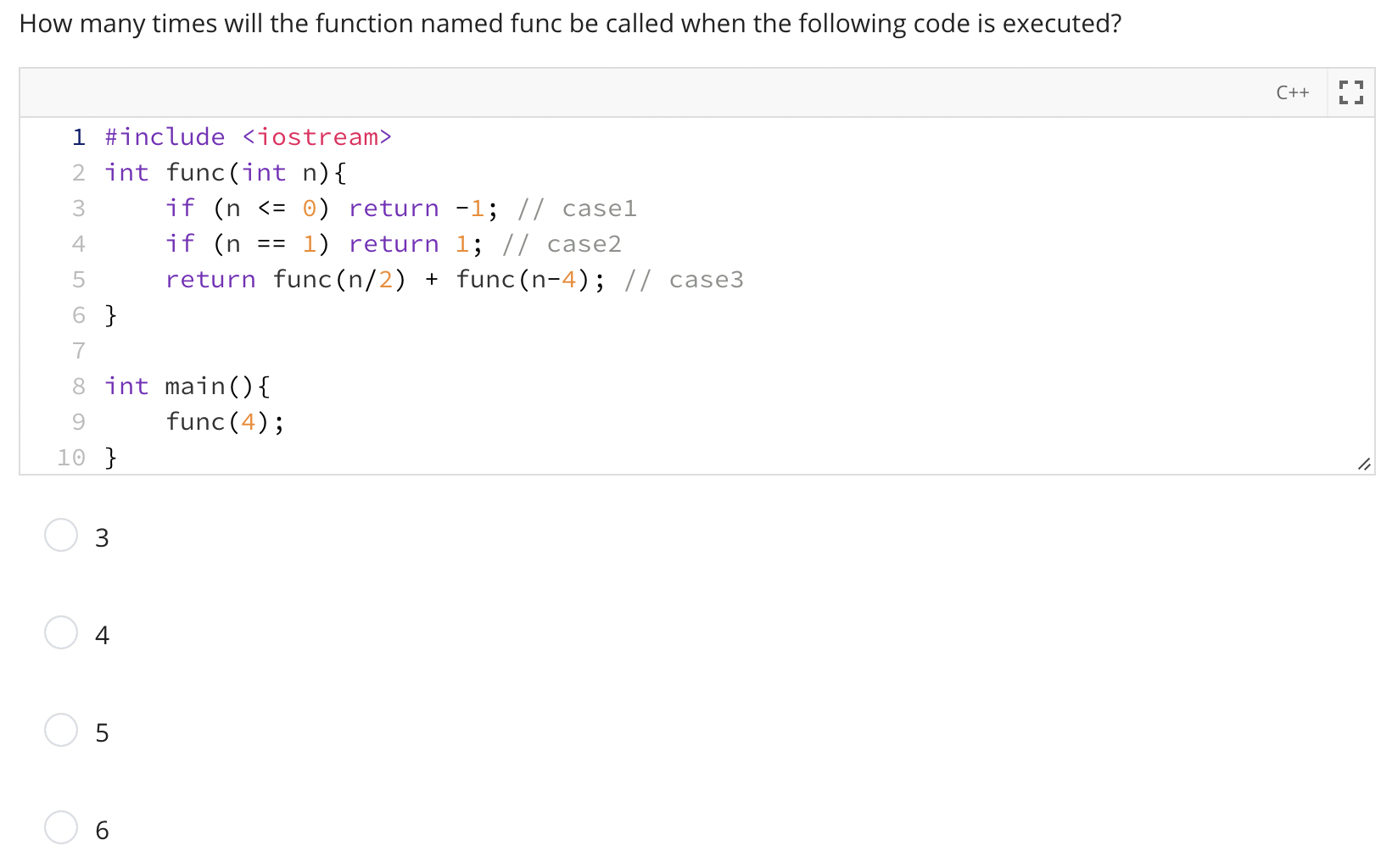 Solved How many times will the function named func be called | Chegg.com
