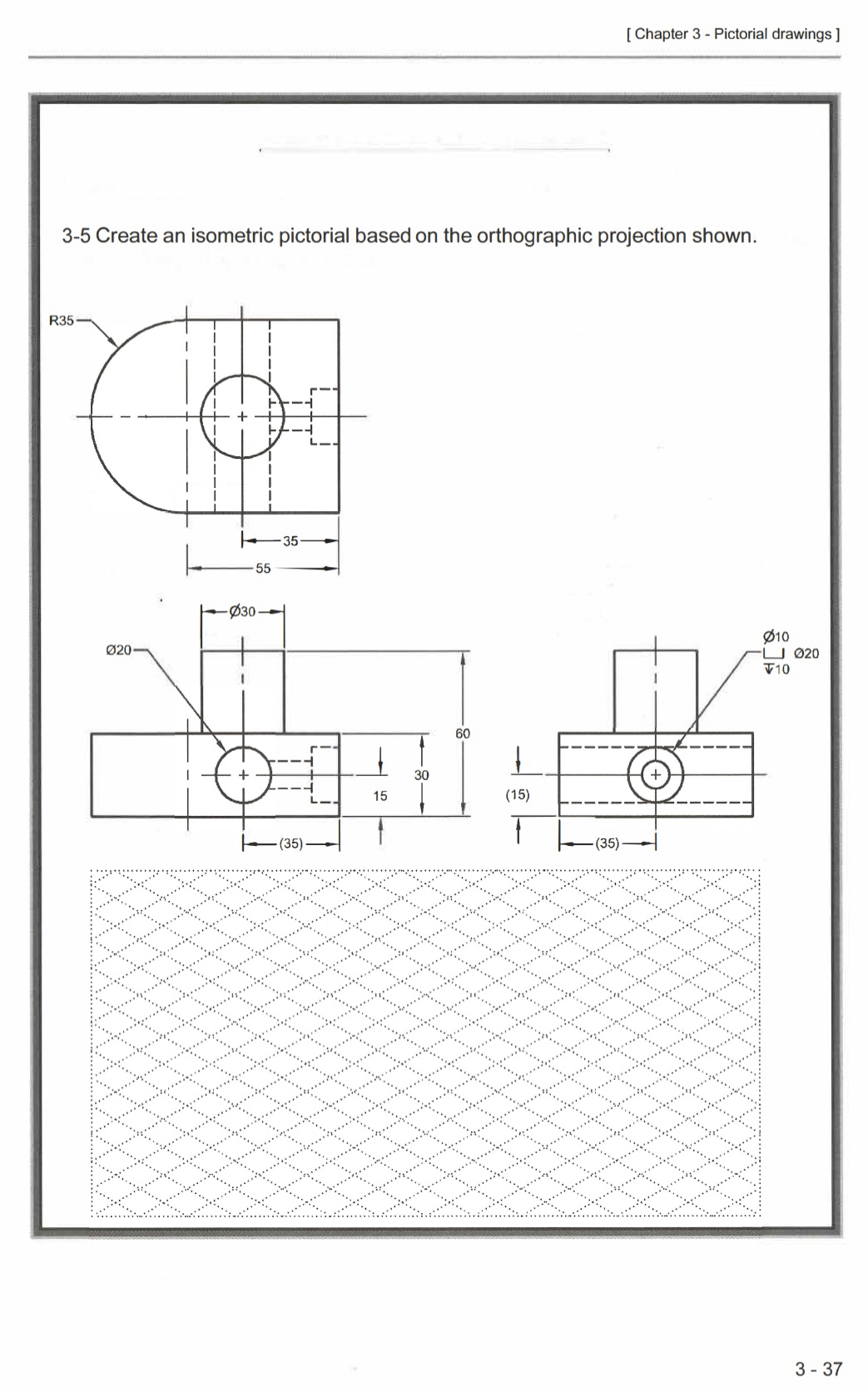 [ Chapter 3 - Pictorial drawings ] 3-5 Create an | Chegg.com