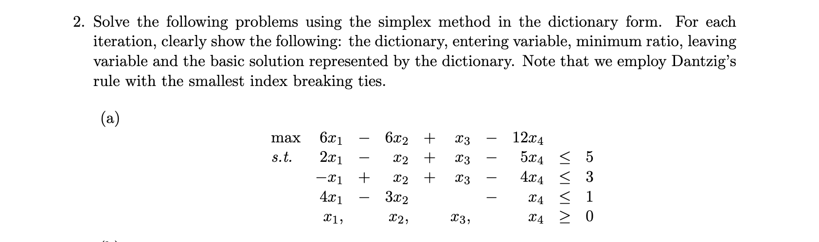 Solved 2. Solve the following problems using the simplex | Chegg.com