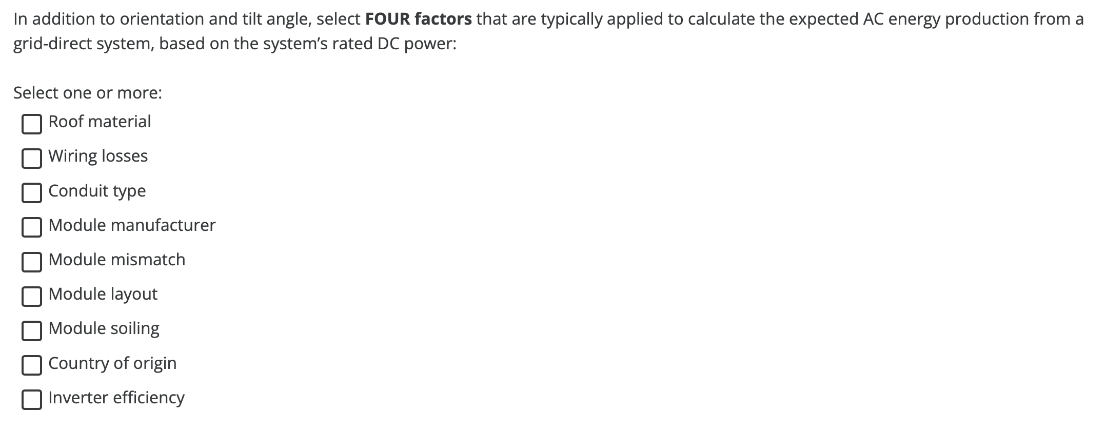 Solved In addition to orientation and tilt angle, select | Chegg.com
