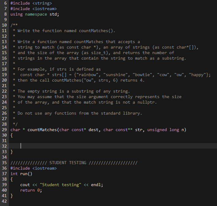 Write The Function Named Countmatches Write A