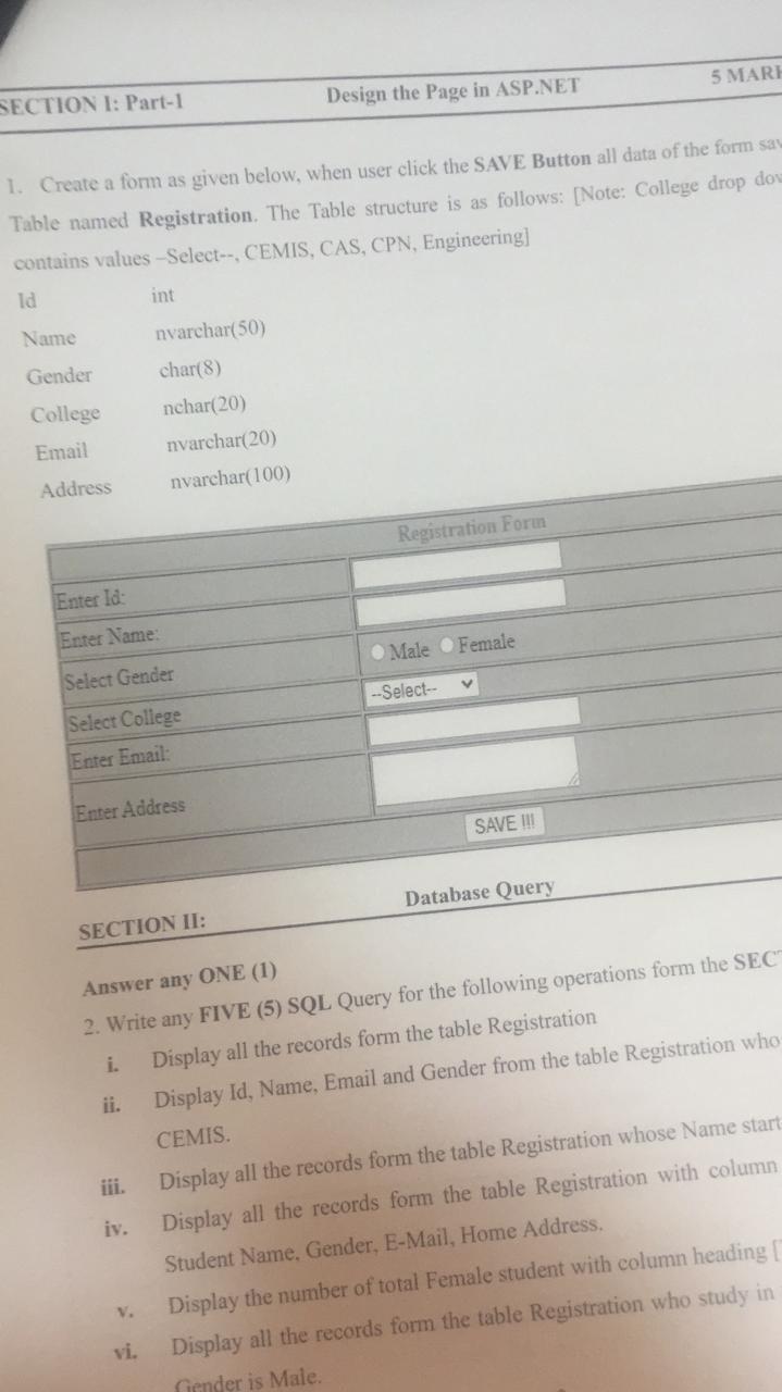 Solved 1. Create a form as given below, when user click the | Chegg.com