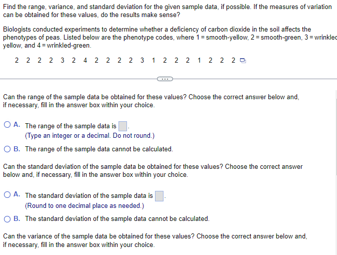 Solved Find the range, variance, and standard deviation for | Chegg.com