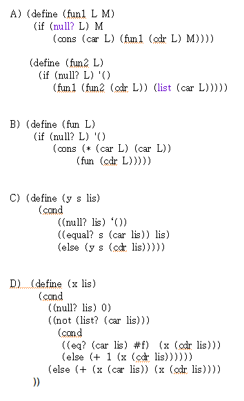 Explain what each of the following scheme functions | Chegg.com