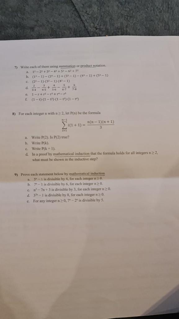 Solved 7 Write Each Of Them Using Summation Or Product