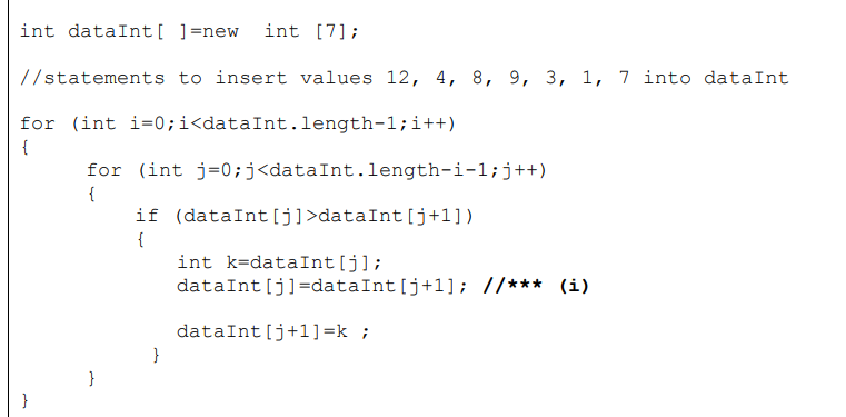 Solved Given the following code fragment: int dataInt[]=new | Chegg.com