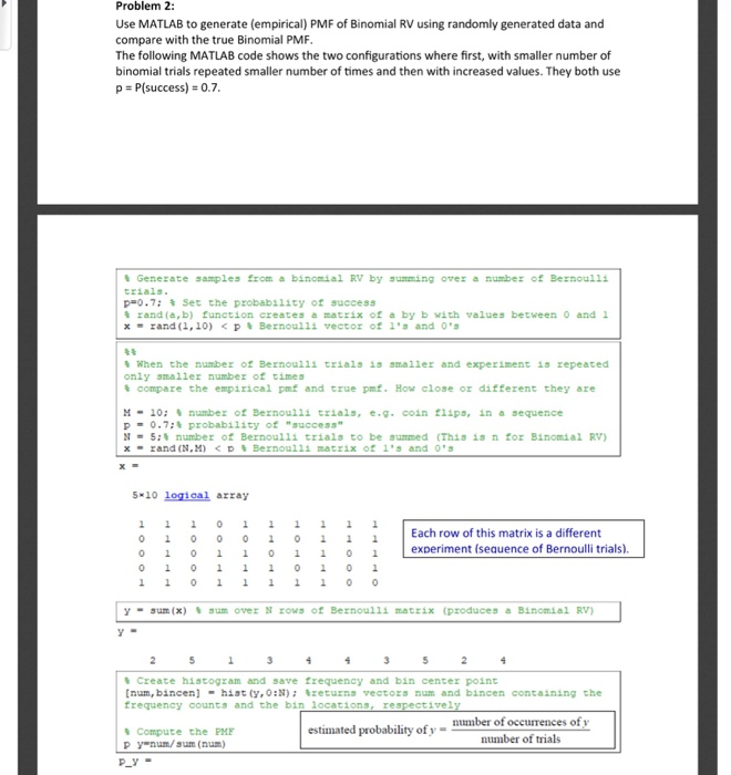 Problem 2 Use Matlab To Generate Empirical Pmf Of