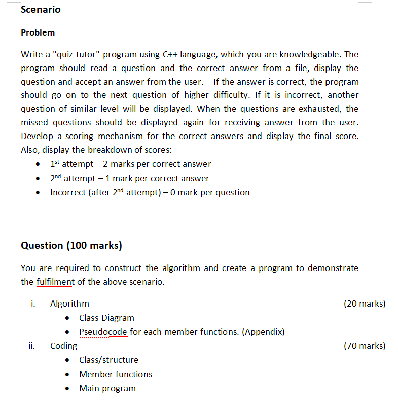 Solved Scenario Problem Write a "quiz-tutor" program using | Chegg.com