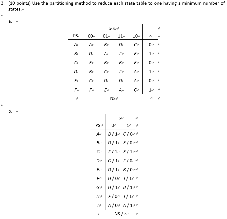 3. (10 points) Use the partitioning method to reduce | Chegg.com