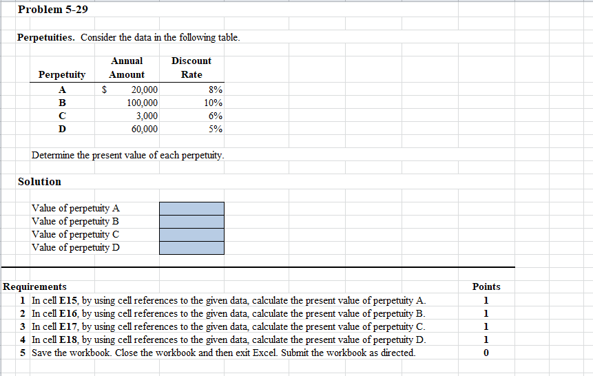 Solved Problem 5-29 Perpetuities. Consider the data in the | Chegg.com