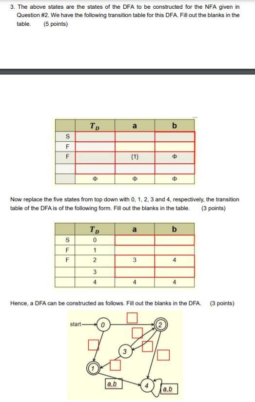 Solved 3. The above states are the states of the DFA to be | Chegg.com