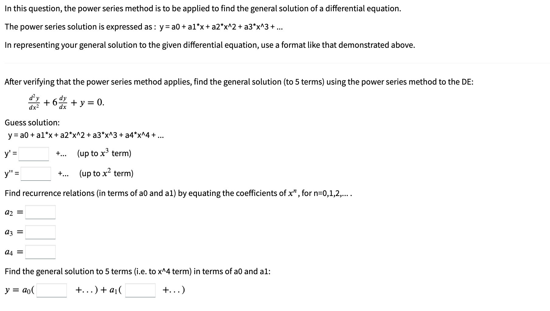 Solved In this question, the power series method is to be | Chegg.com