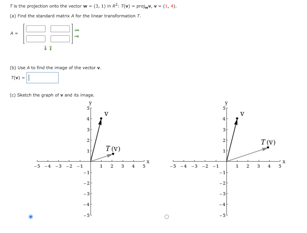 Solved T is the projection onto the vector w = (3,1) in R2: | Chegg.com